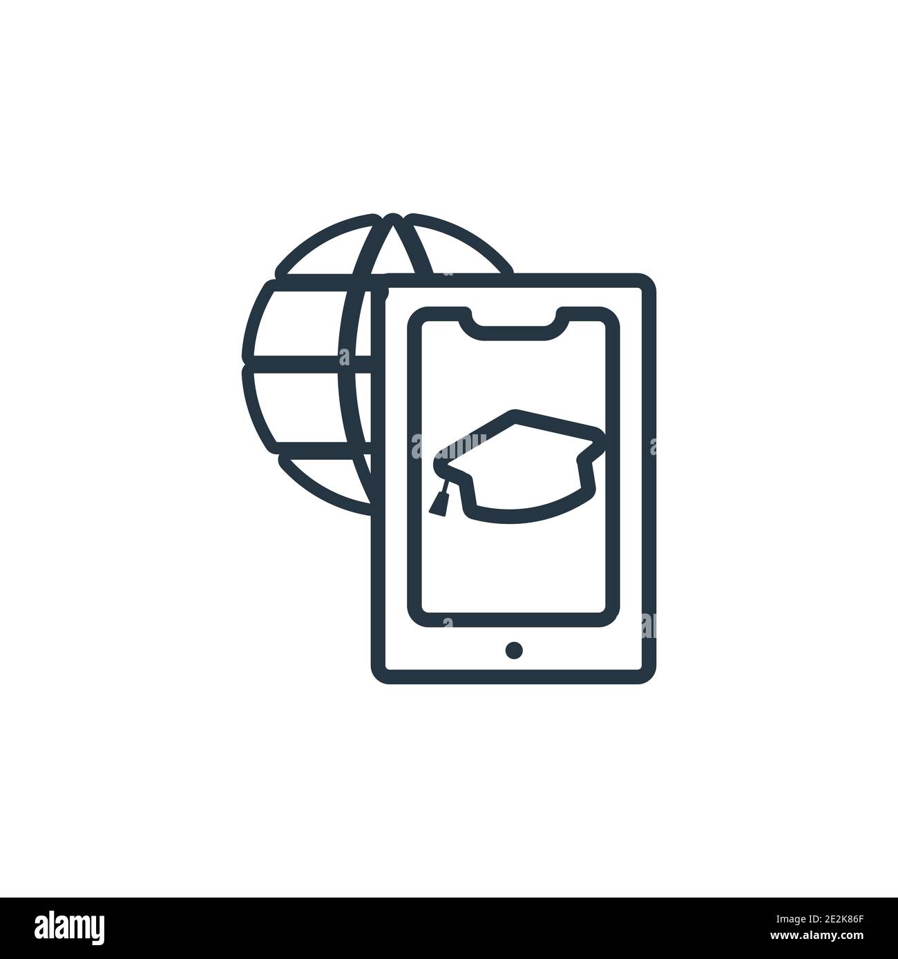 Distance learning outline vector icon. Thin line black distance ...