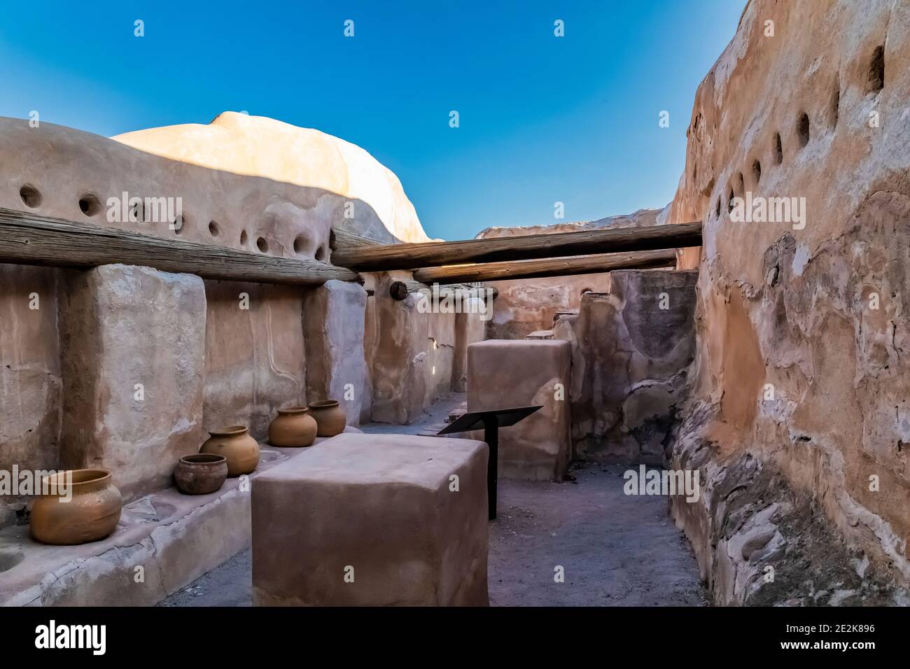 Interior of storeroom where surplus from the harvest and seeds for the ...