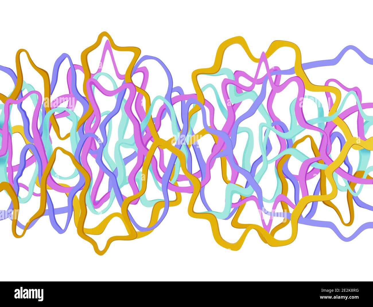Abstract multicolored wavy curved tangled lines, 3d illustration Stock ...