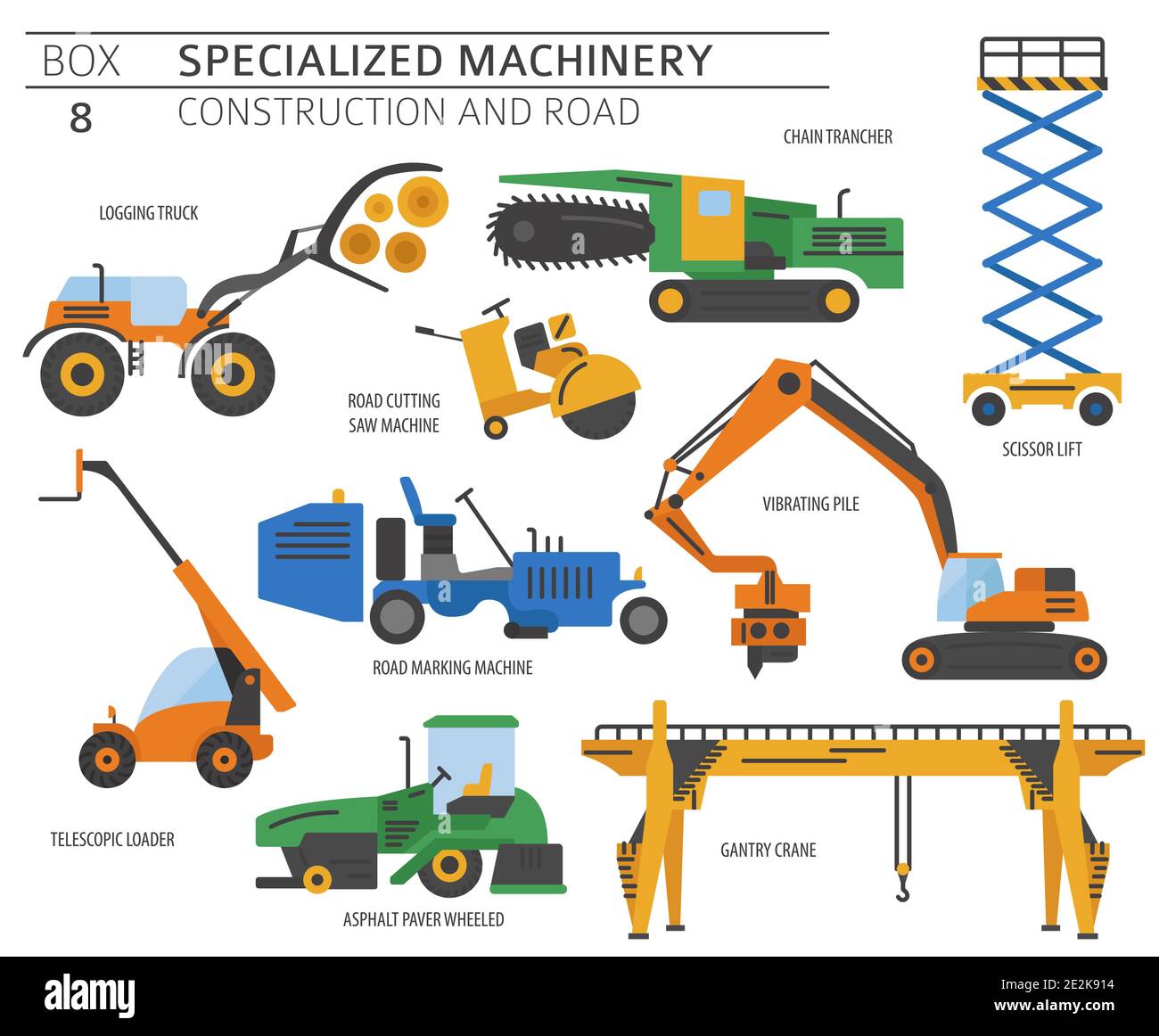 Special industrial construction and road machine coloured vector icon ...