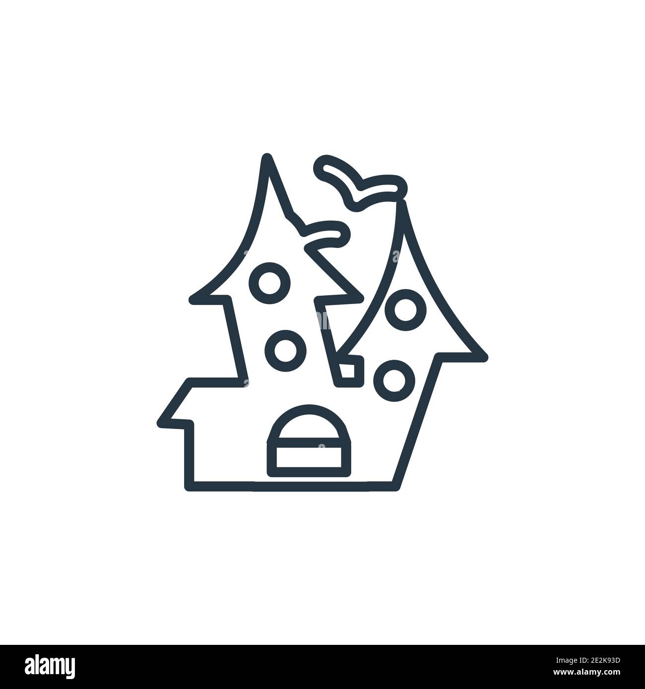 Haunted house outline vector icon. Thin line black haunted house icon ...