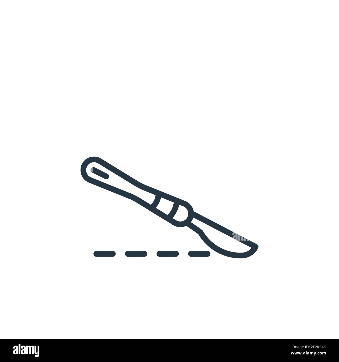 Scalpel outline vector icon. Thin line black scalpel icon, flat vector ...
