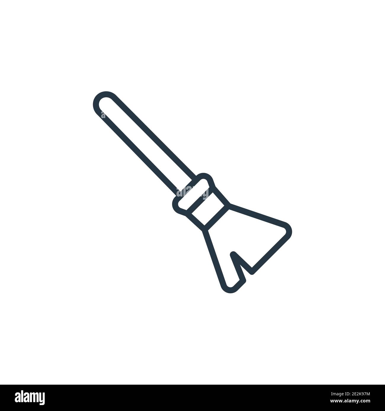 Magic broom outline vector icon. Thin line black magic broom icon, flat ...