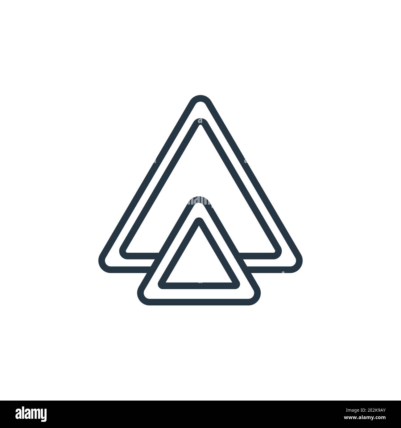 Double hexagon of small triangles outline vector icon. Thin line black double hexagon of small ...