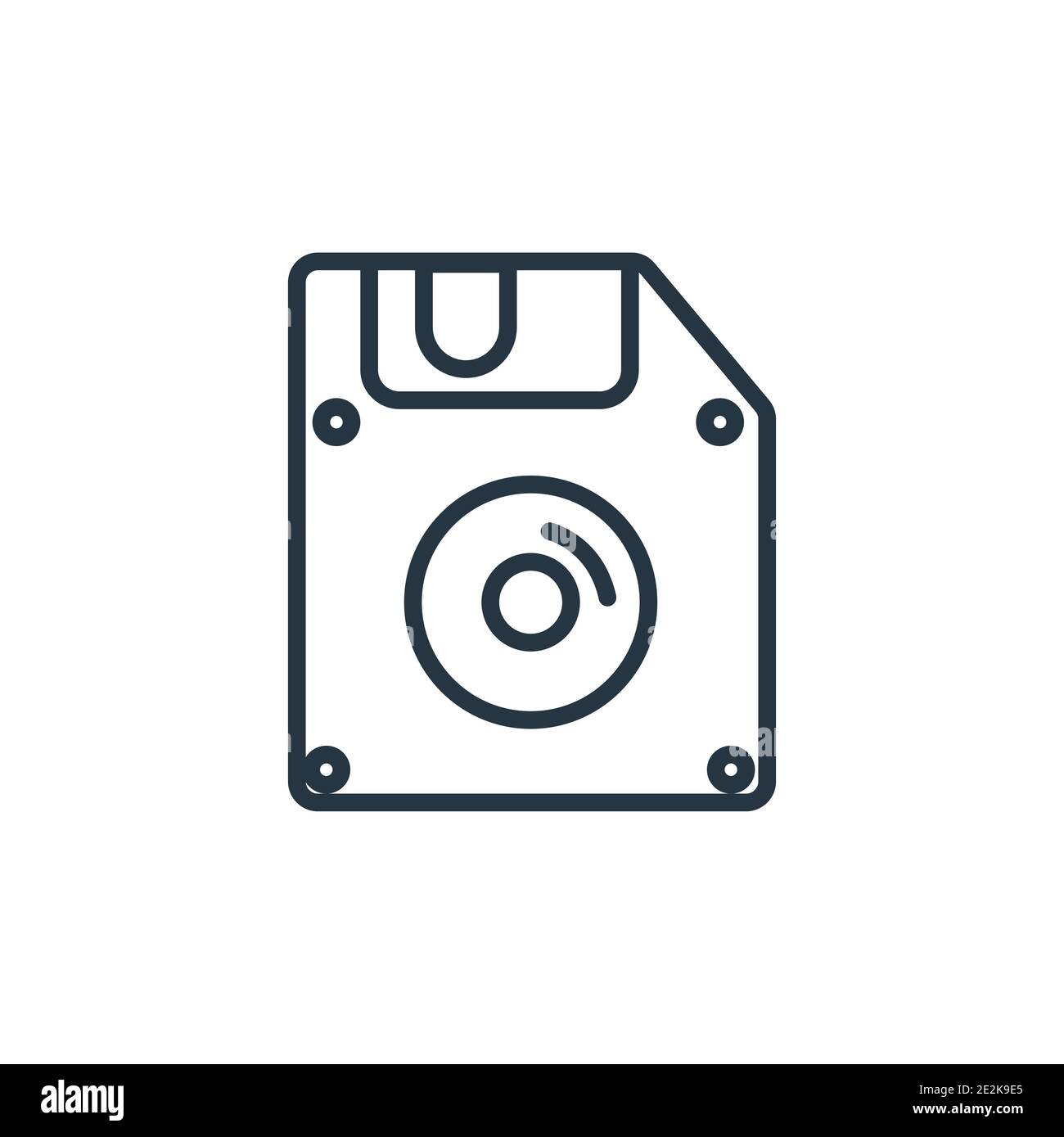 Floppy outline vector icon. Thin line black floppy icon, flat vector ...