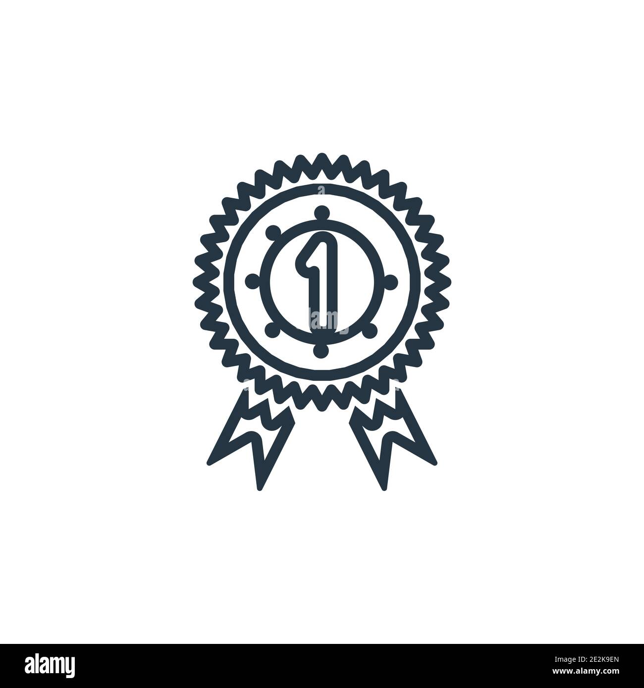 Number one medal outline vector icon. Thin line black number one medal ...