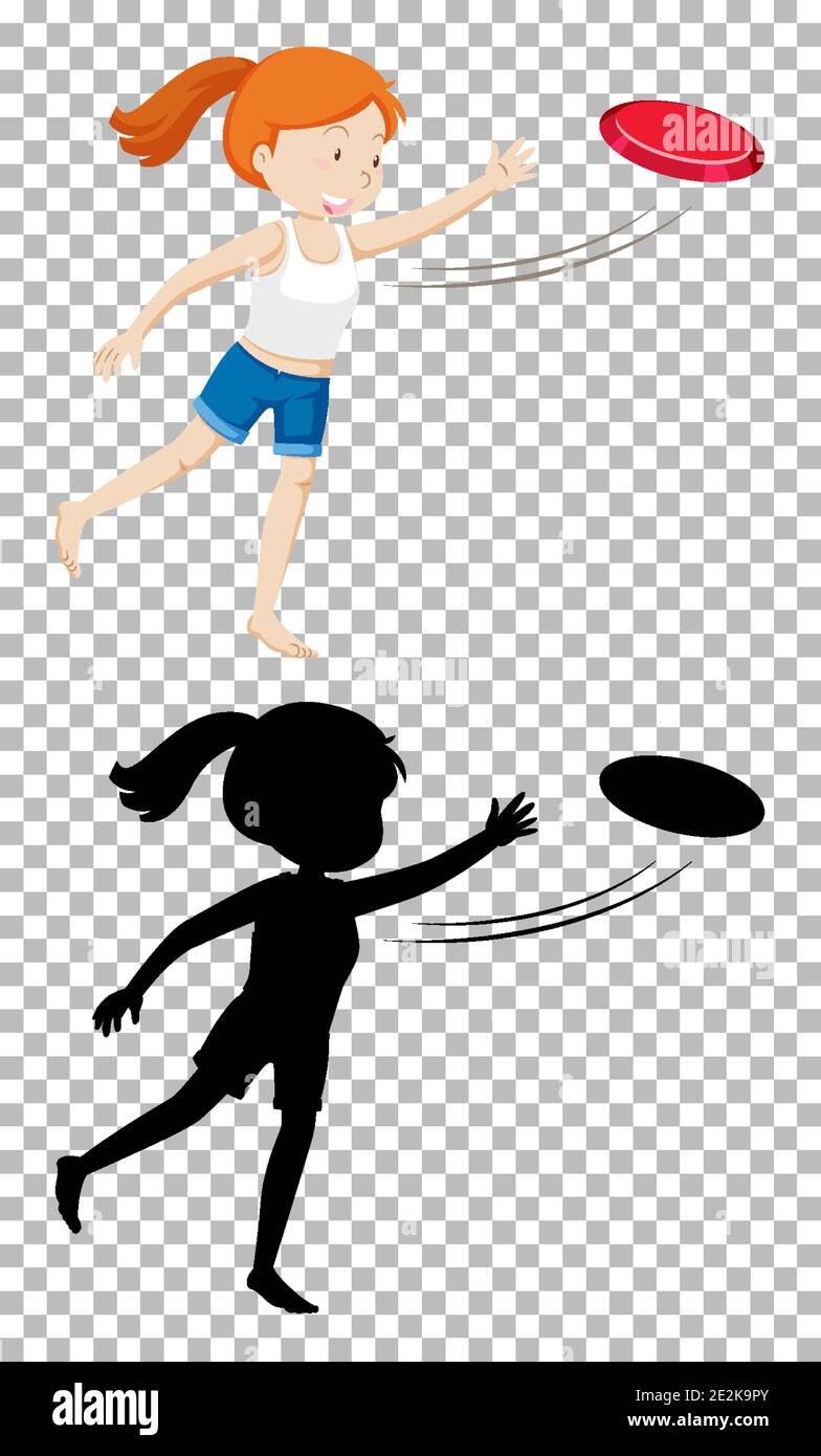 Summer cartoon character on transparent background and its silhouette ...