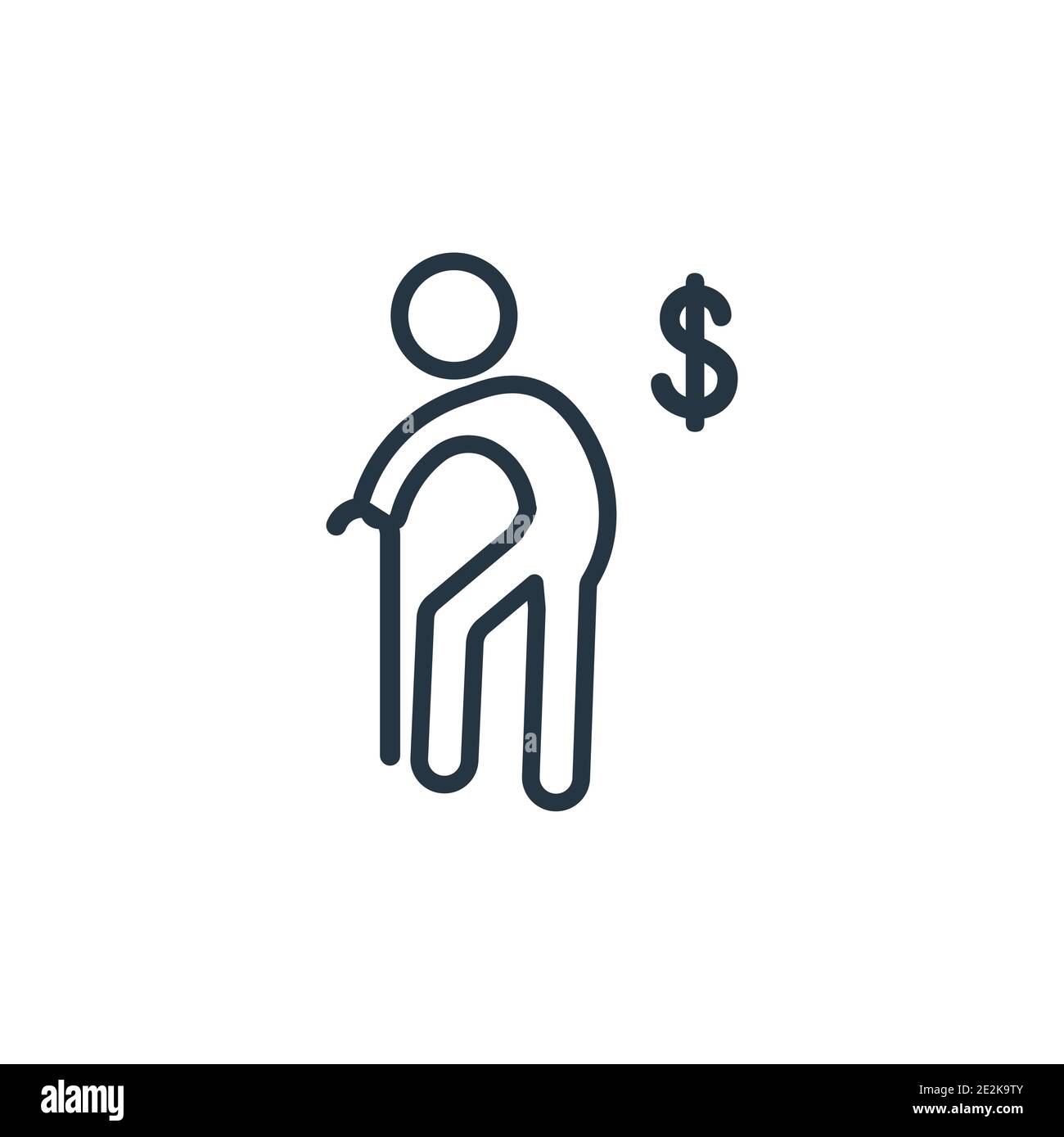 Pension outline vector icon. Thin line black pension icon, flat vector ...