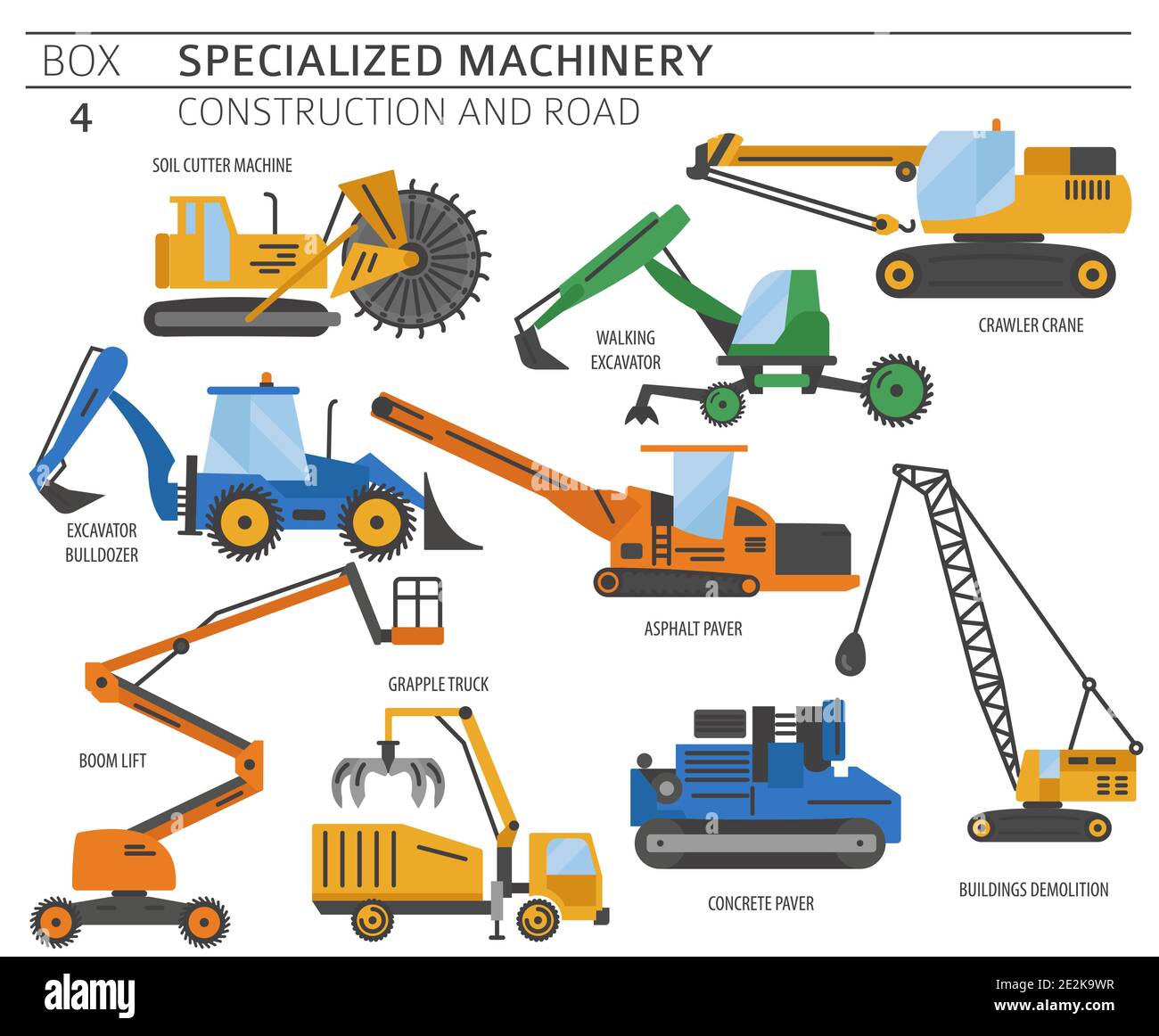 Special industrial construction and road machine coloured vector icon ...