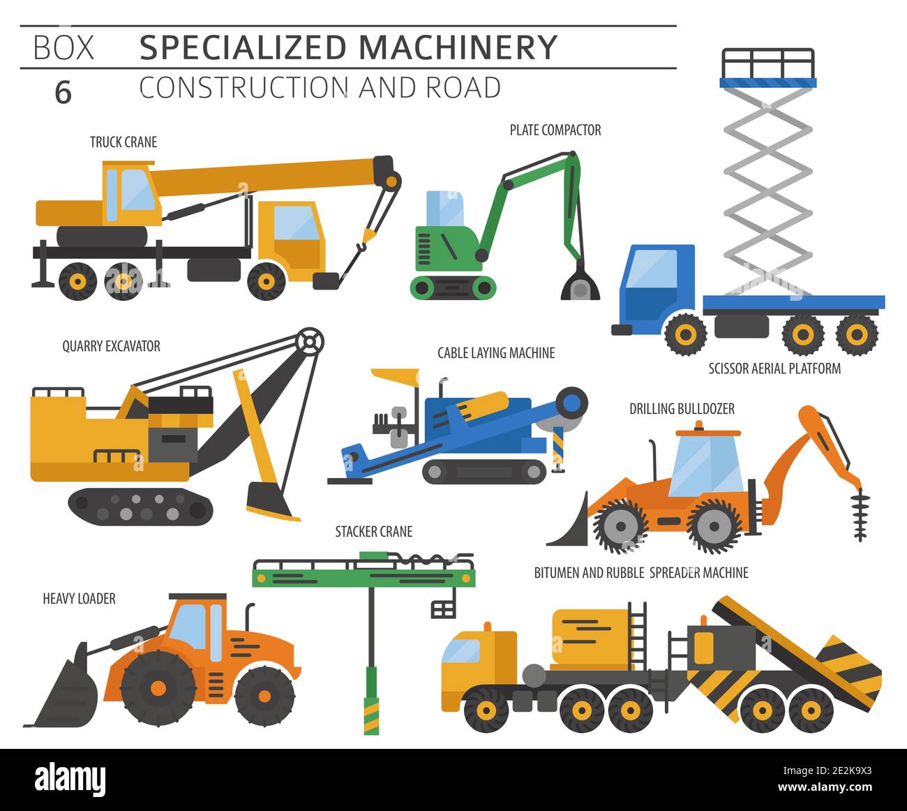 Special industrial construction and road machine coloured vector icon ...