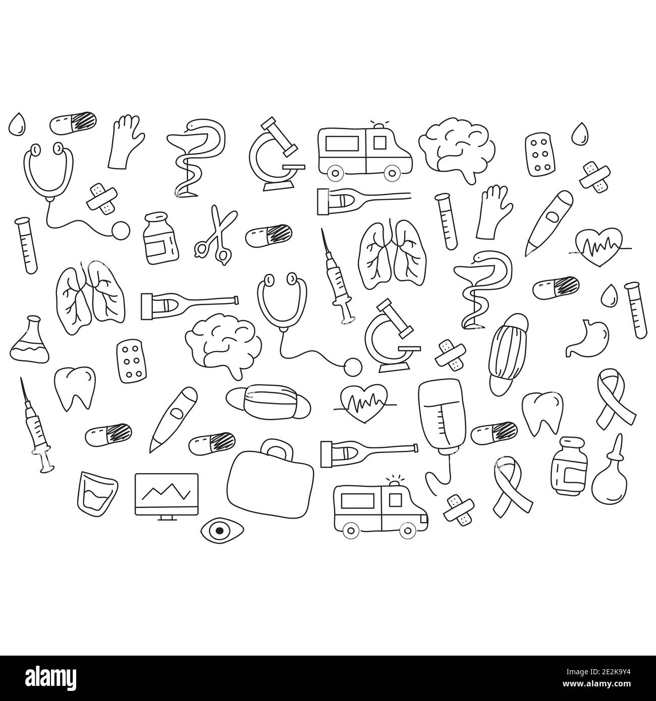 Medicine, hospital, clinic or medical doodle elements set isolated ...
