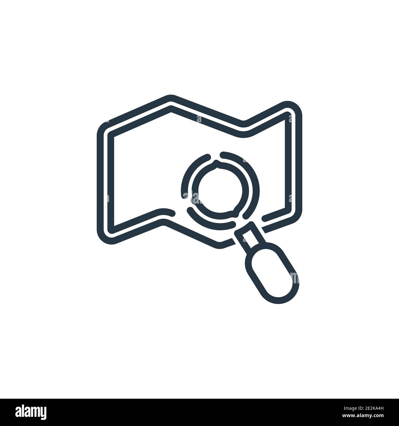 Map search outline vector icon. Thin line black map search icon, flat ...
