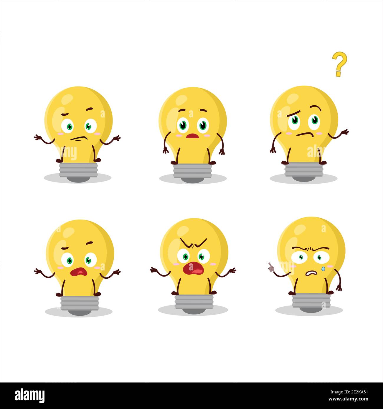 Cartoon character of bulb lamp with what expression. Vector ...