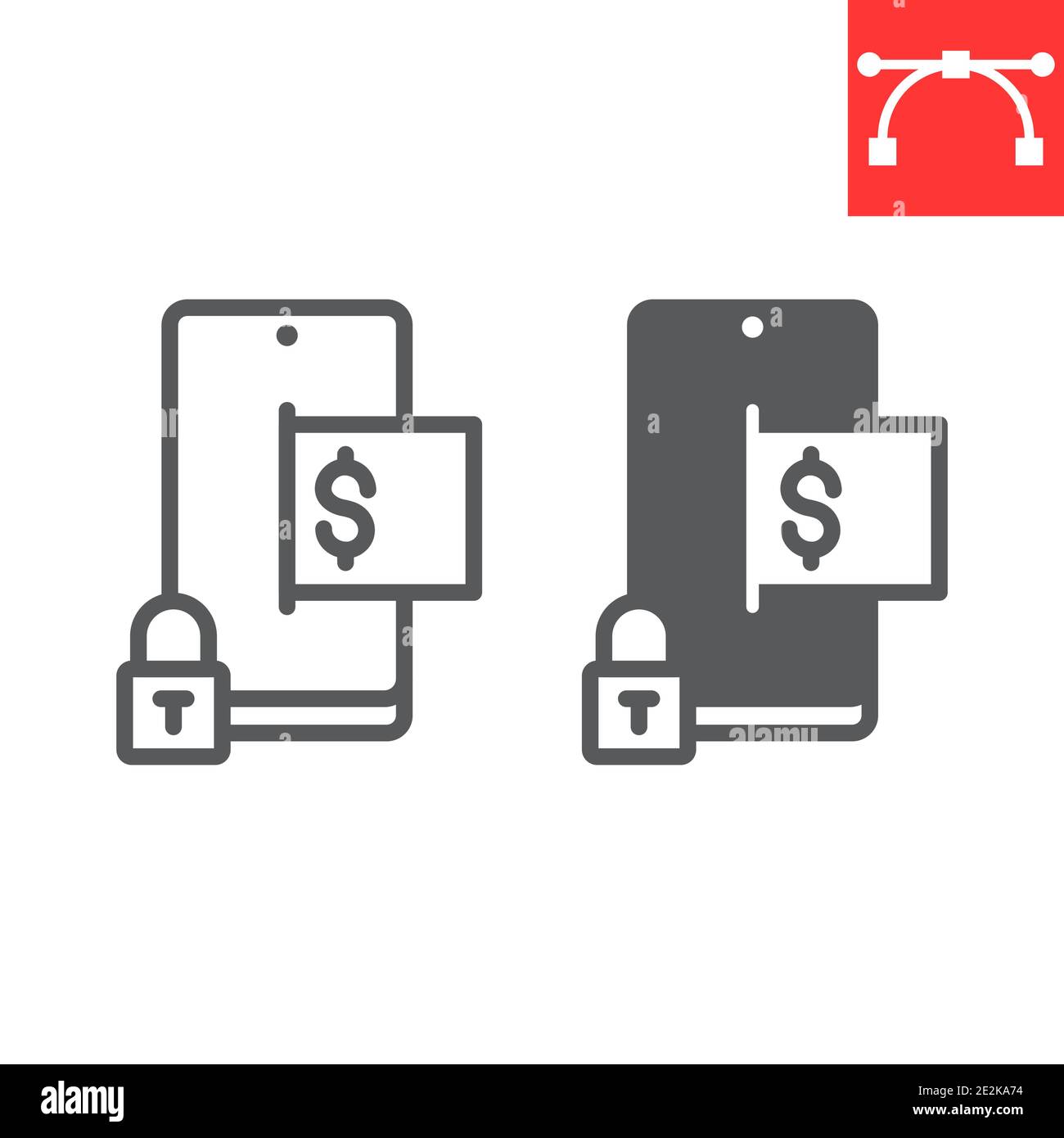 Safe mobile payment line and glyph icon, security and smartphone, safe ...