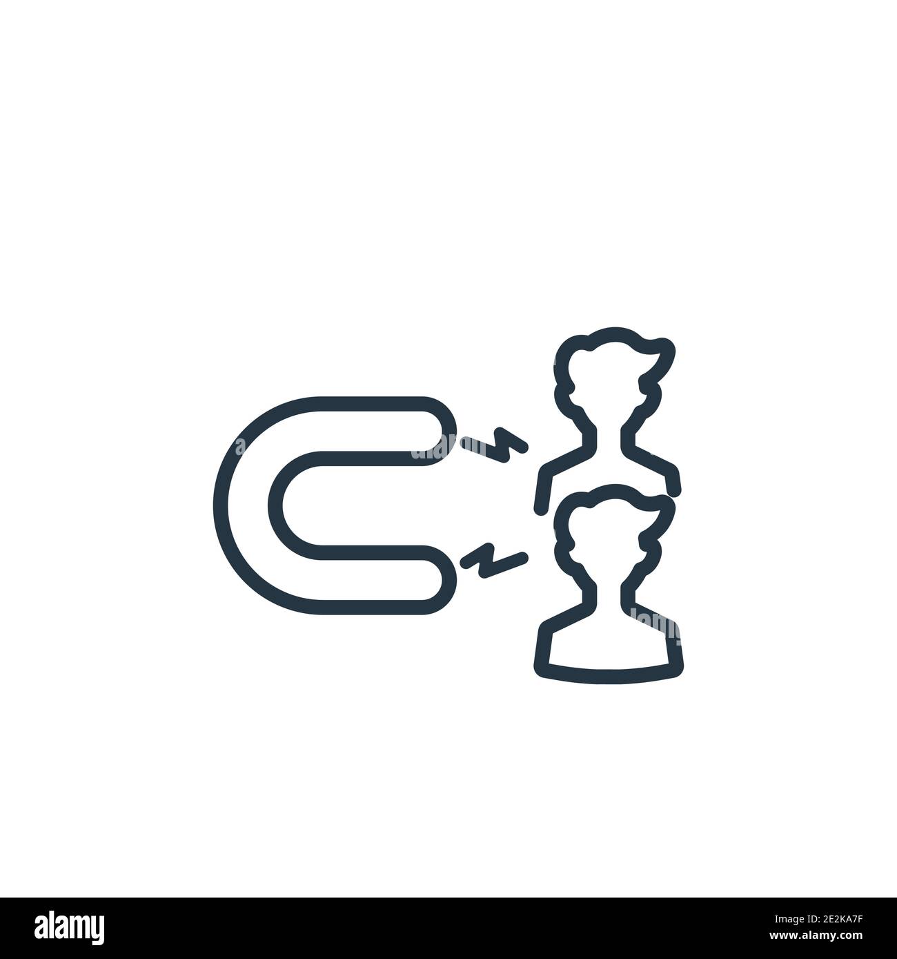 User attraction outline vector icon. Thin line black user attraction ...