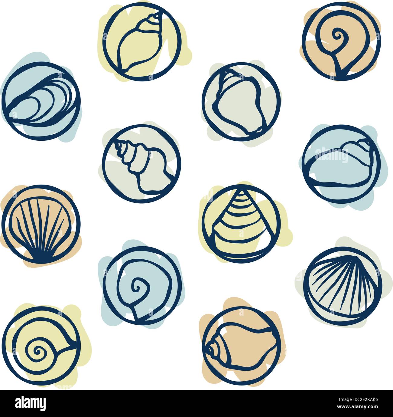 Set of seashell stamps - vector illustration Stock Vector Image & Art ...