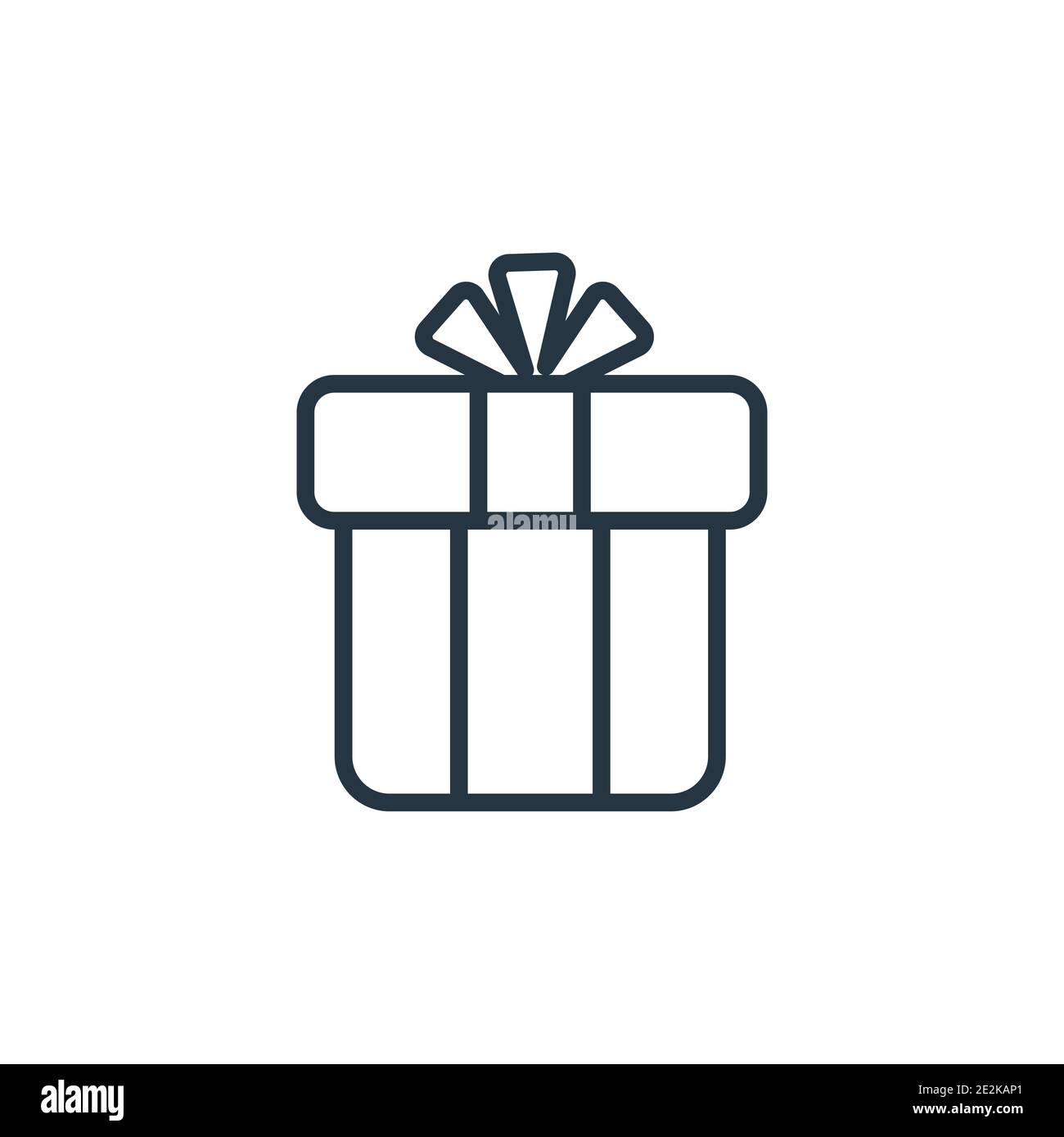 Gift box with ribbon outline vector icon. Thin line black gift box with ...
