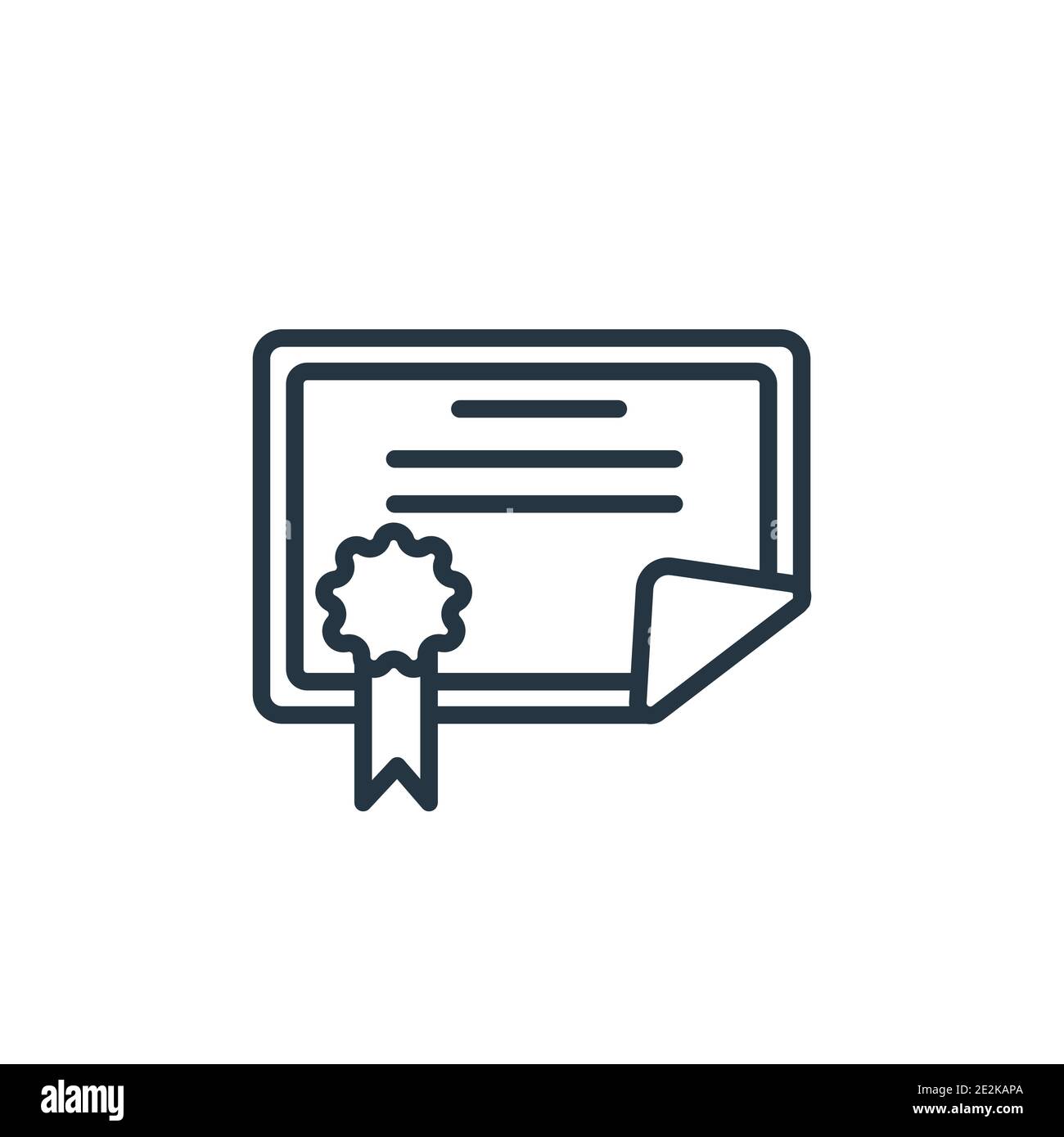 Diploma outline vector icon. Thin line black diploma icon, flat vector ...