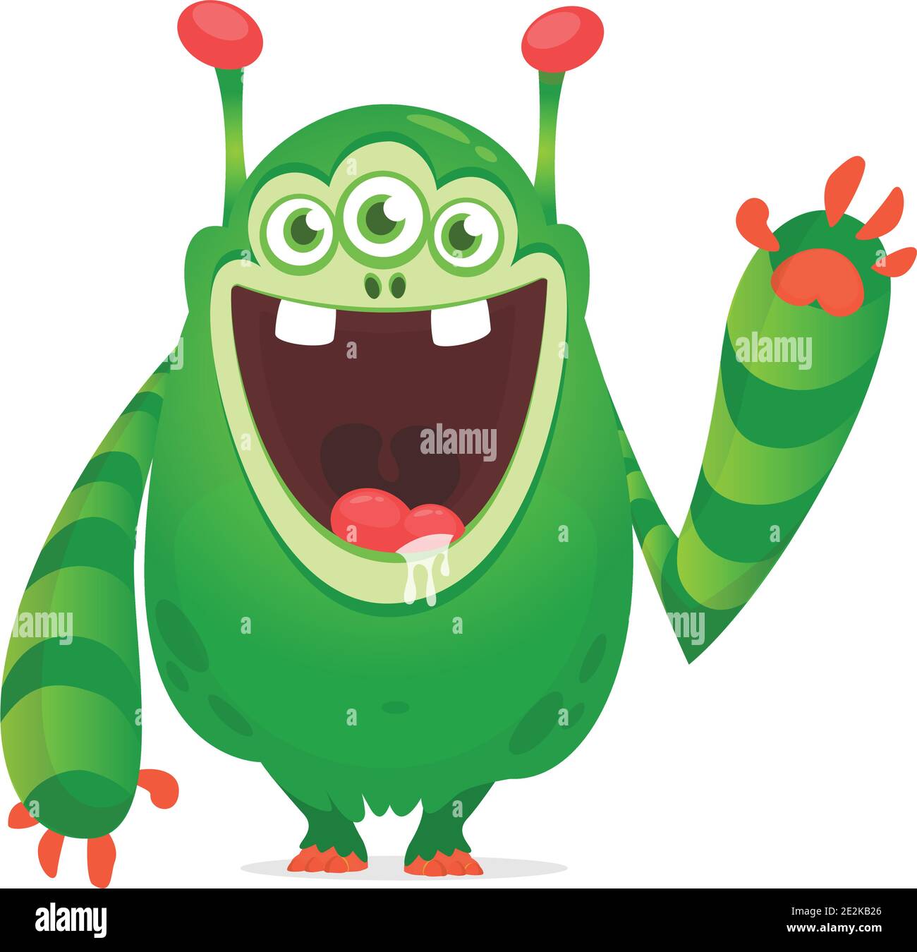 Funny cartoon alien with three eyes. Vector illustration Stock Vector ...