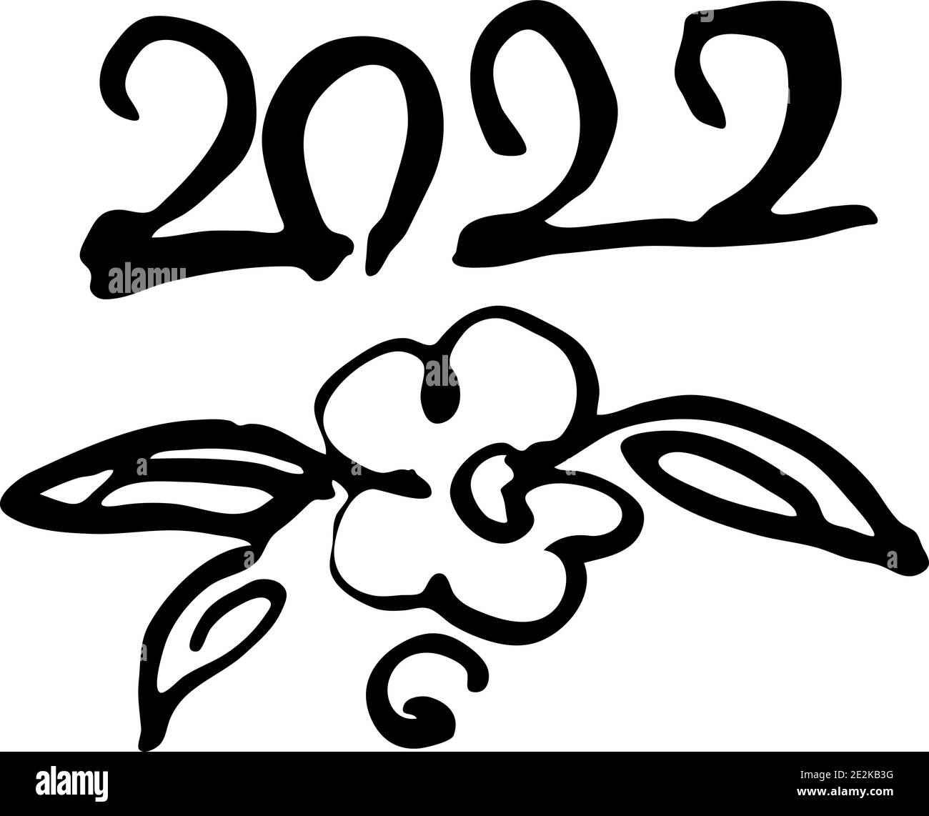 2022 Year. Hand lettering grunge card with textured handcrafted doodle ...
