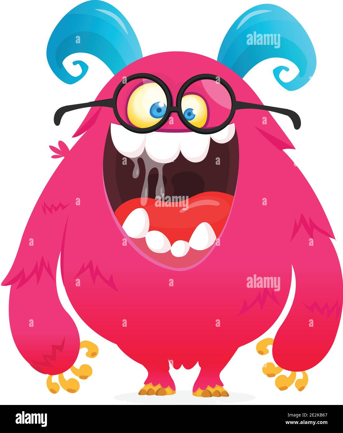 Cartoon monster nerd wearing glasses. Vector illustration isolated ...