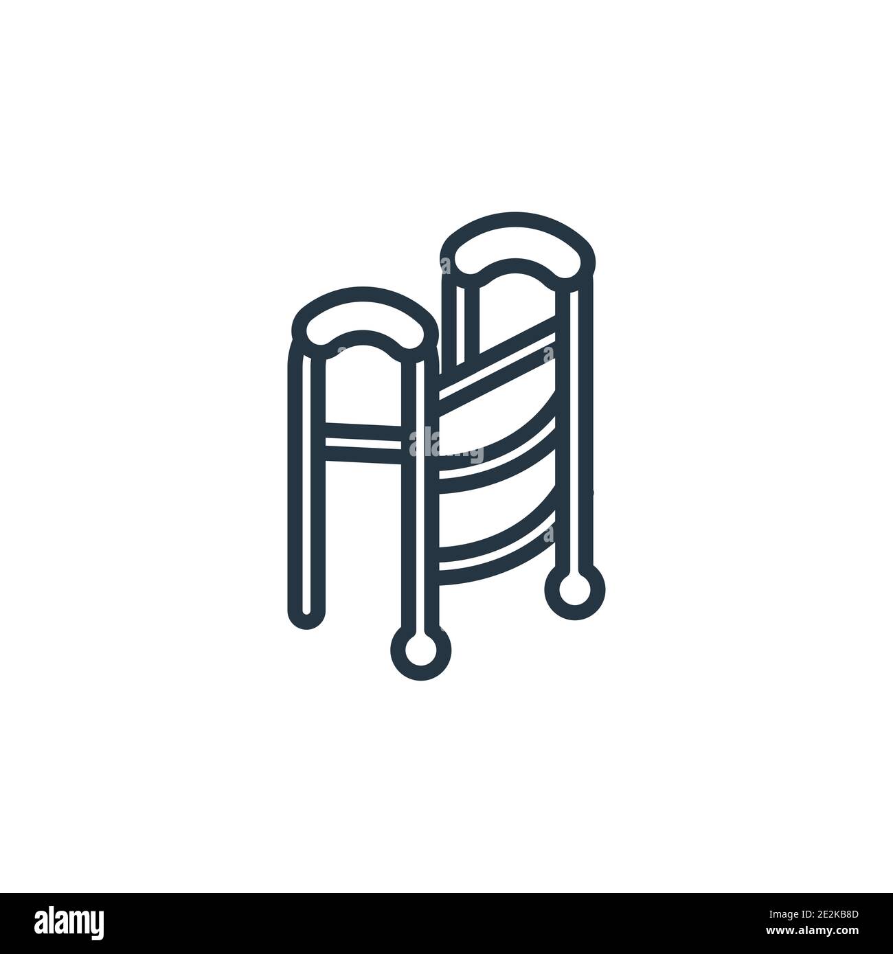 Medical walker outline vector icon. Thin line black medical walker icon ...