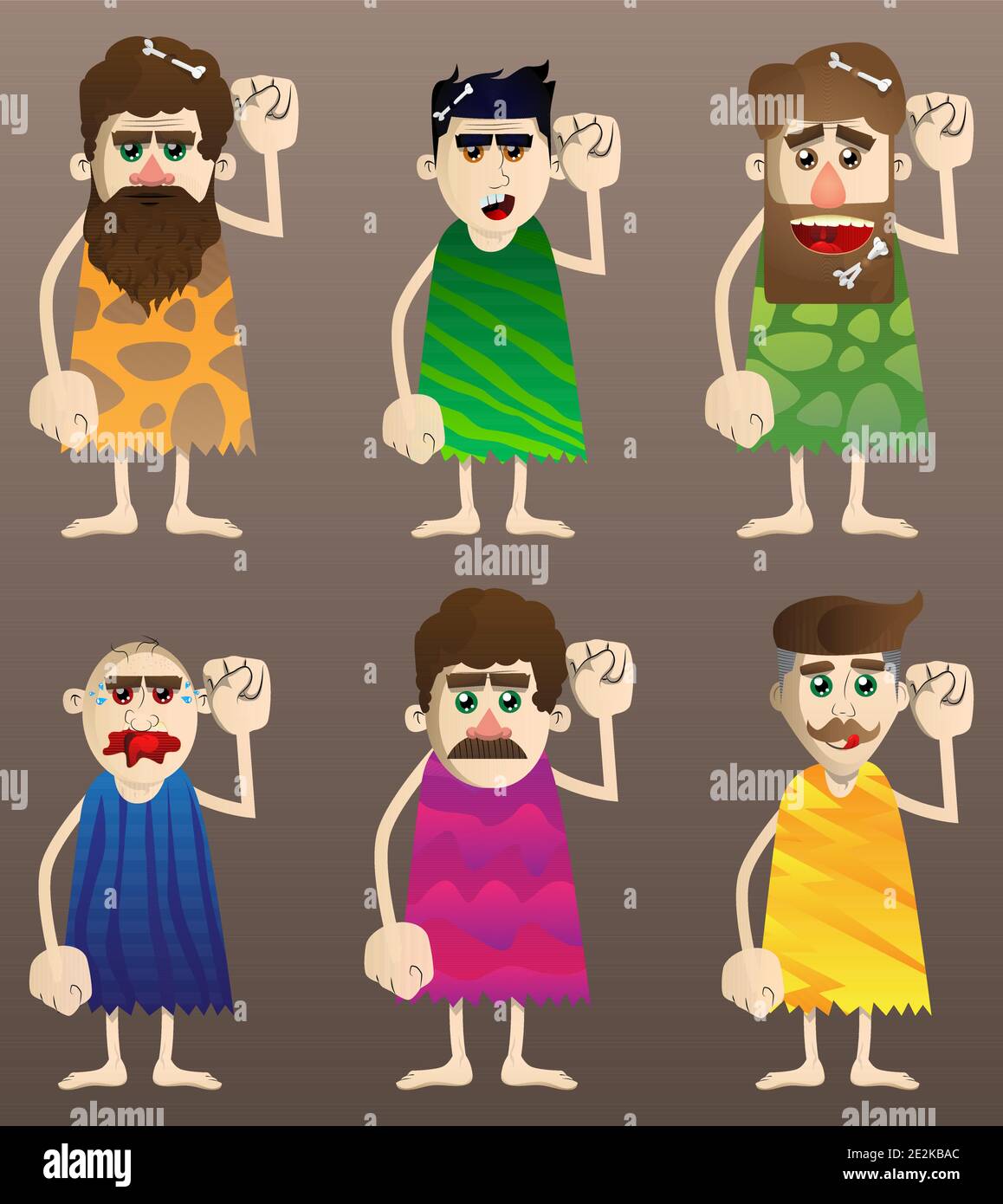 Cartoon prehistoric man making power to the people fist gesture. Vector ...