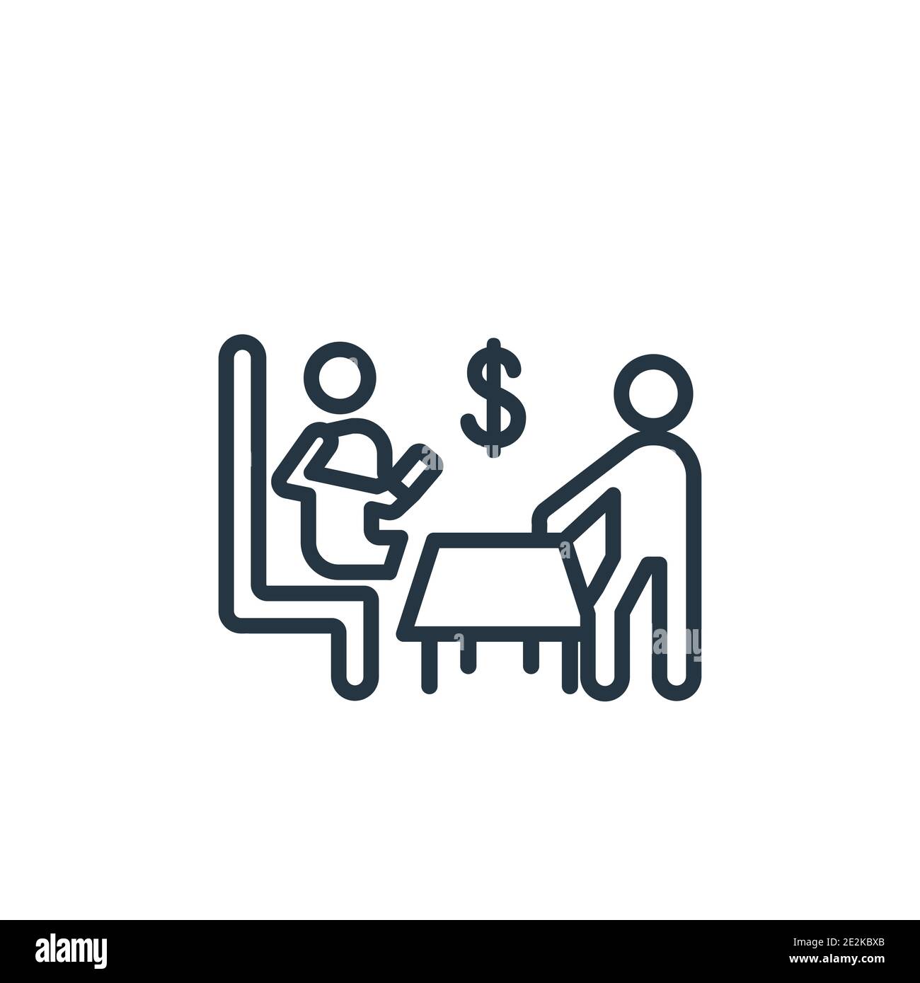 Pay in restaurant outline vector icon. Thin line black pay in ...