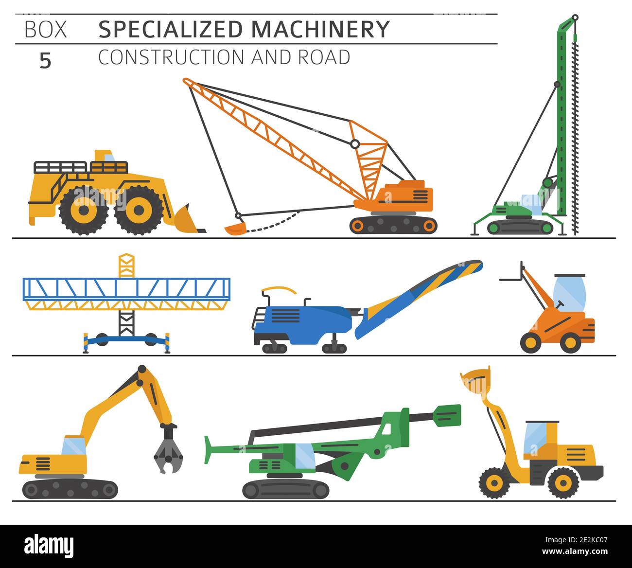 Special industrial construction and road machine coloured vector icon ...