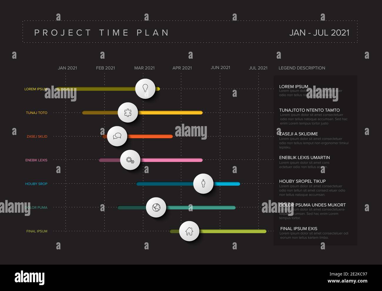 Vector project timeline graph - gantt progress chart with highlighet ...