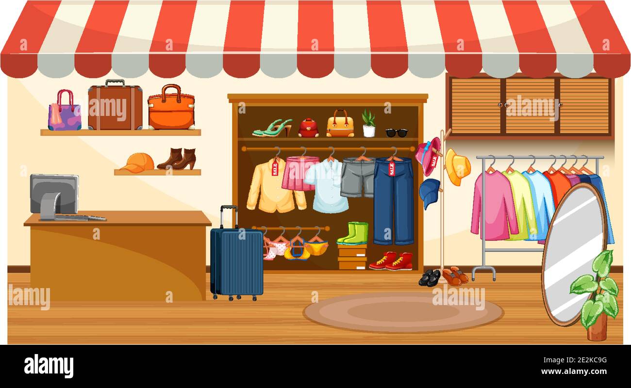 Fashion clothes store background illustration Stock Vector Image & Art ...