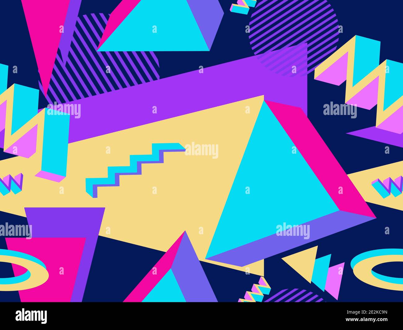 Geometric memphis seamless pattern in style of the 80s. Modern trendy ...