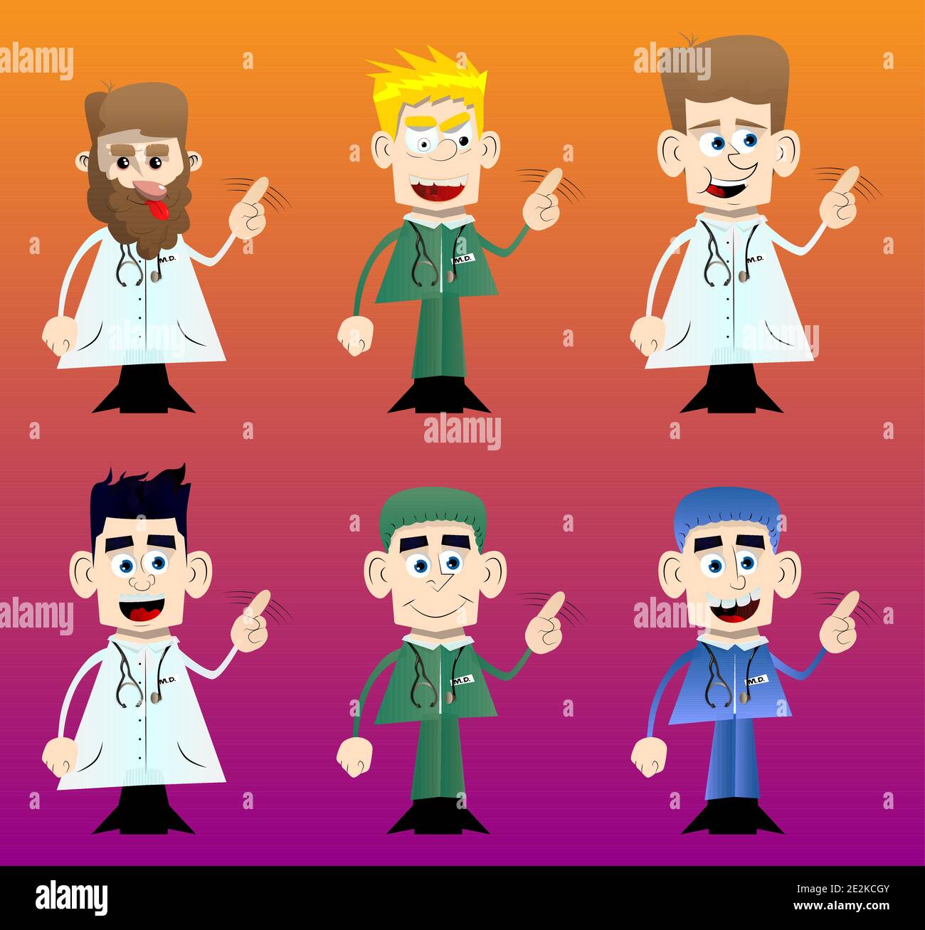 Funny cartoon doctor saying no with his finger. Vector illustration ...