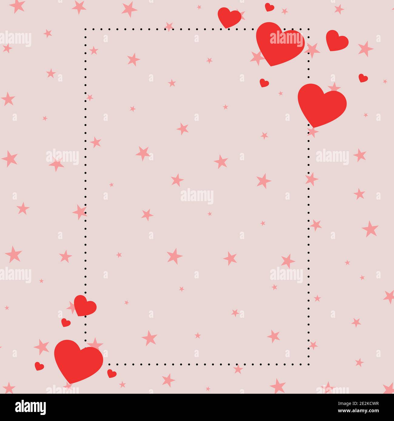 Red hearts on pink with stars background - illustration Stock Vector ...