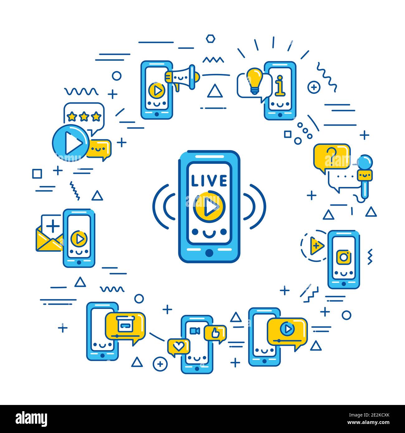Video content web banner. Infographics with linear icons on white ...