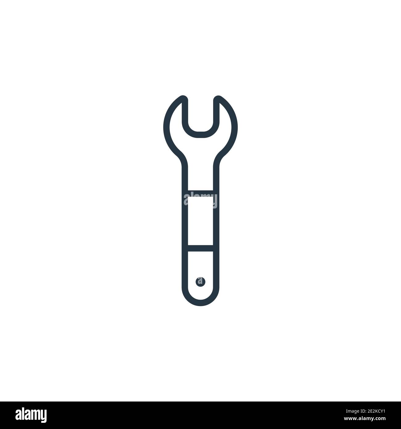 Wrench outline vector icon. Thin line black wrench icon, flat vector ...