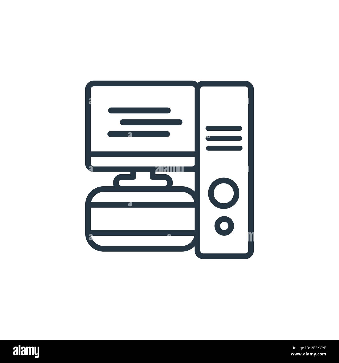 Desktop computer outline vector icon. Thin line black desktop computer ...