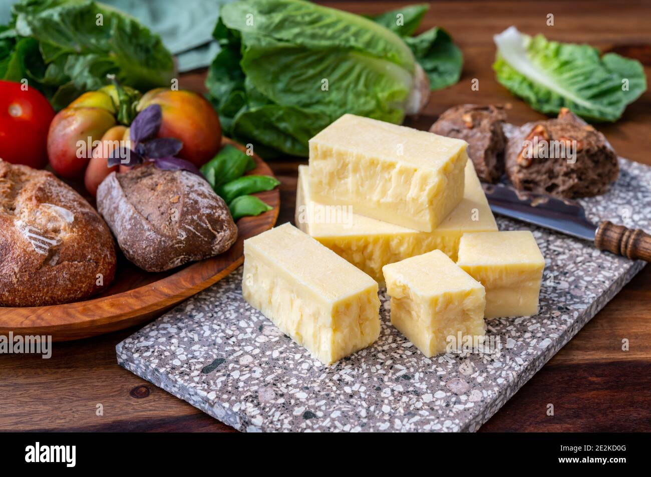 Cheese collection, pieces of aged British cheddar cheese close up Stock ...