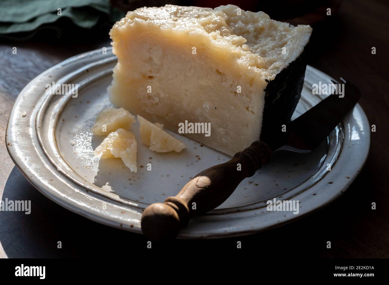 Cheese collection, aged hard Italian sheep cheese black pecorino from ...