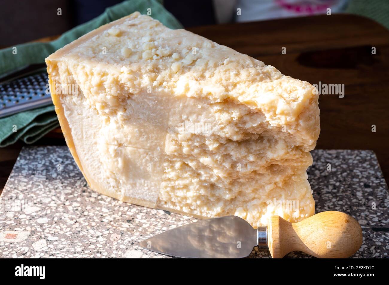 Cheese collection, hard yellow Italian cheese parmesan or parmigiano ...