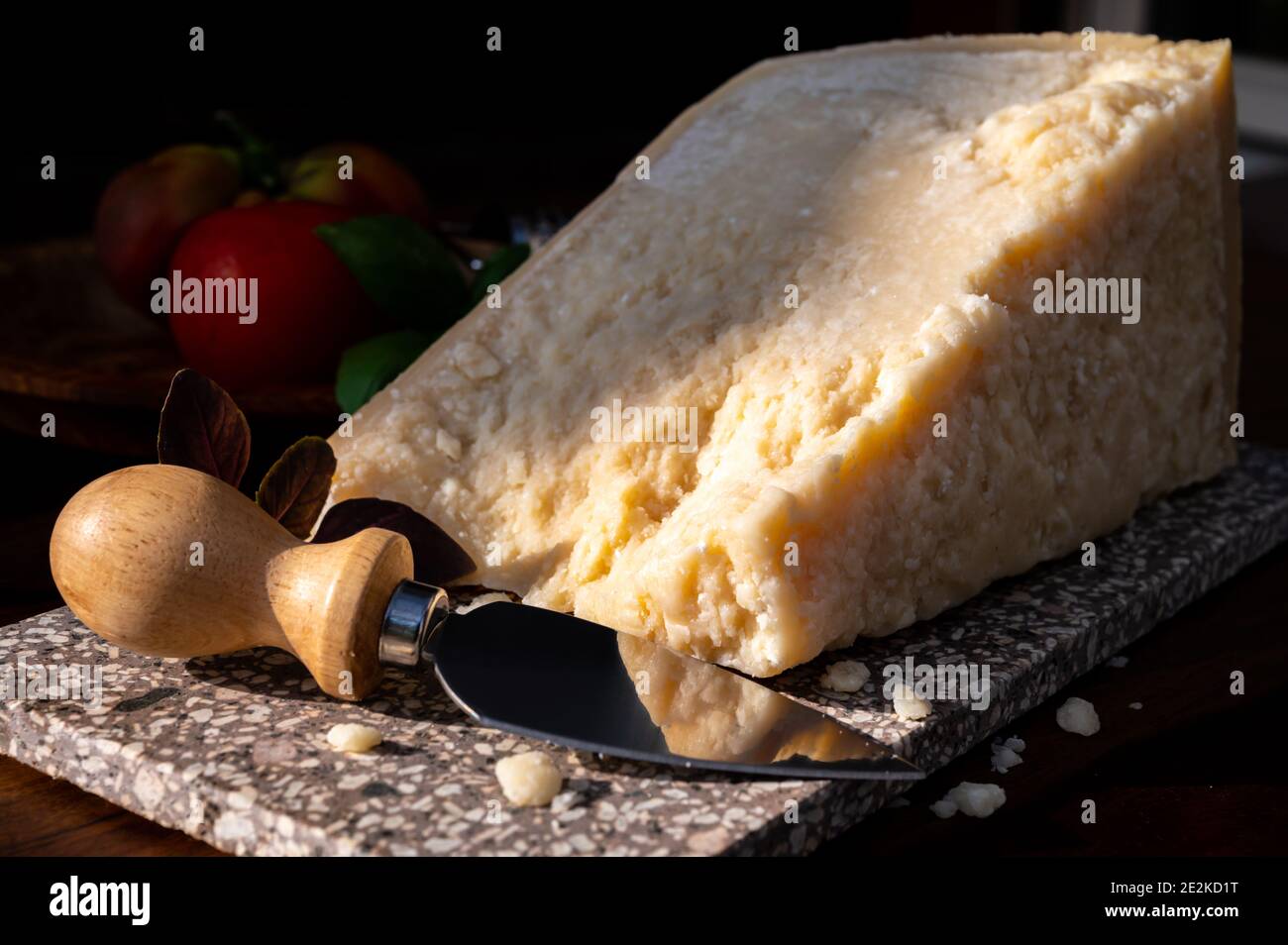 Cheese collection, hard yellow Italian cheese parmesan or parmigiano ...