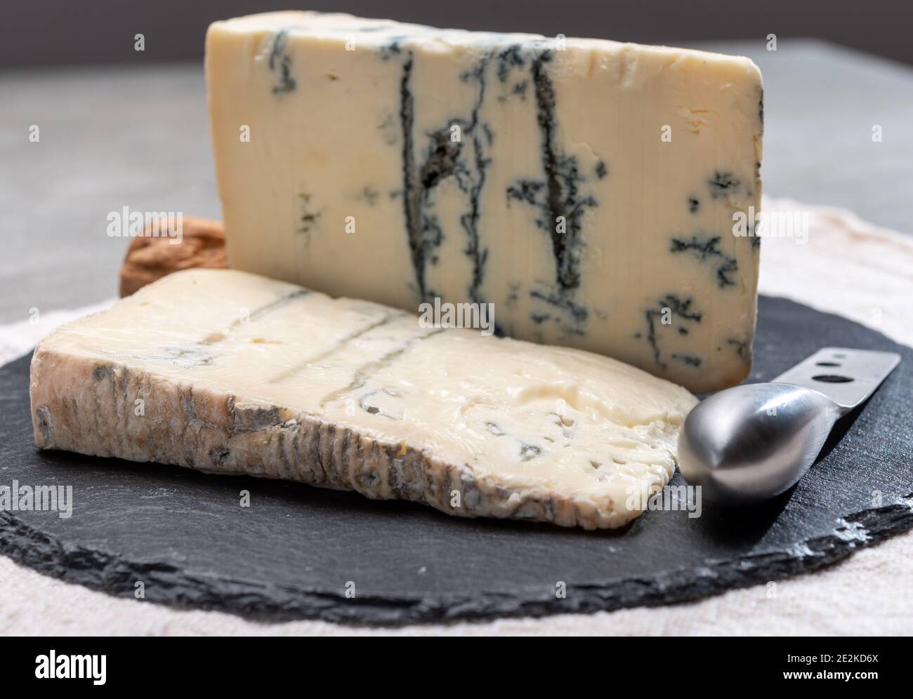 Italian food, buttery or firm blue cheese made from cow milk in ...