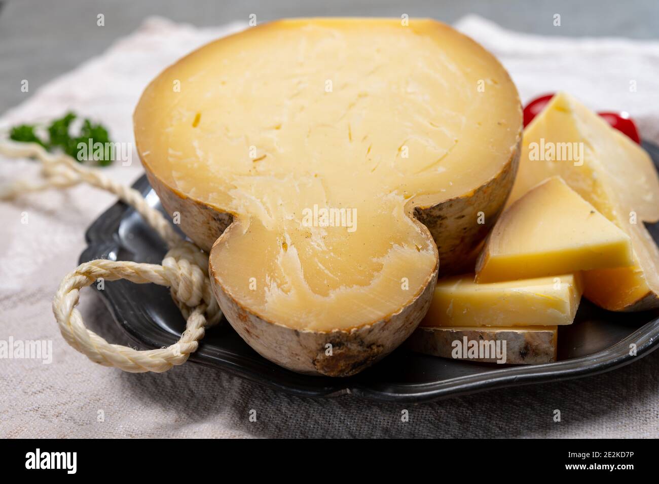 Italian semi hard matured caciocavallo cheese, handmade and aged in ...
