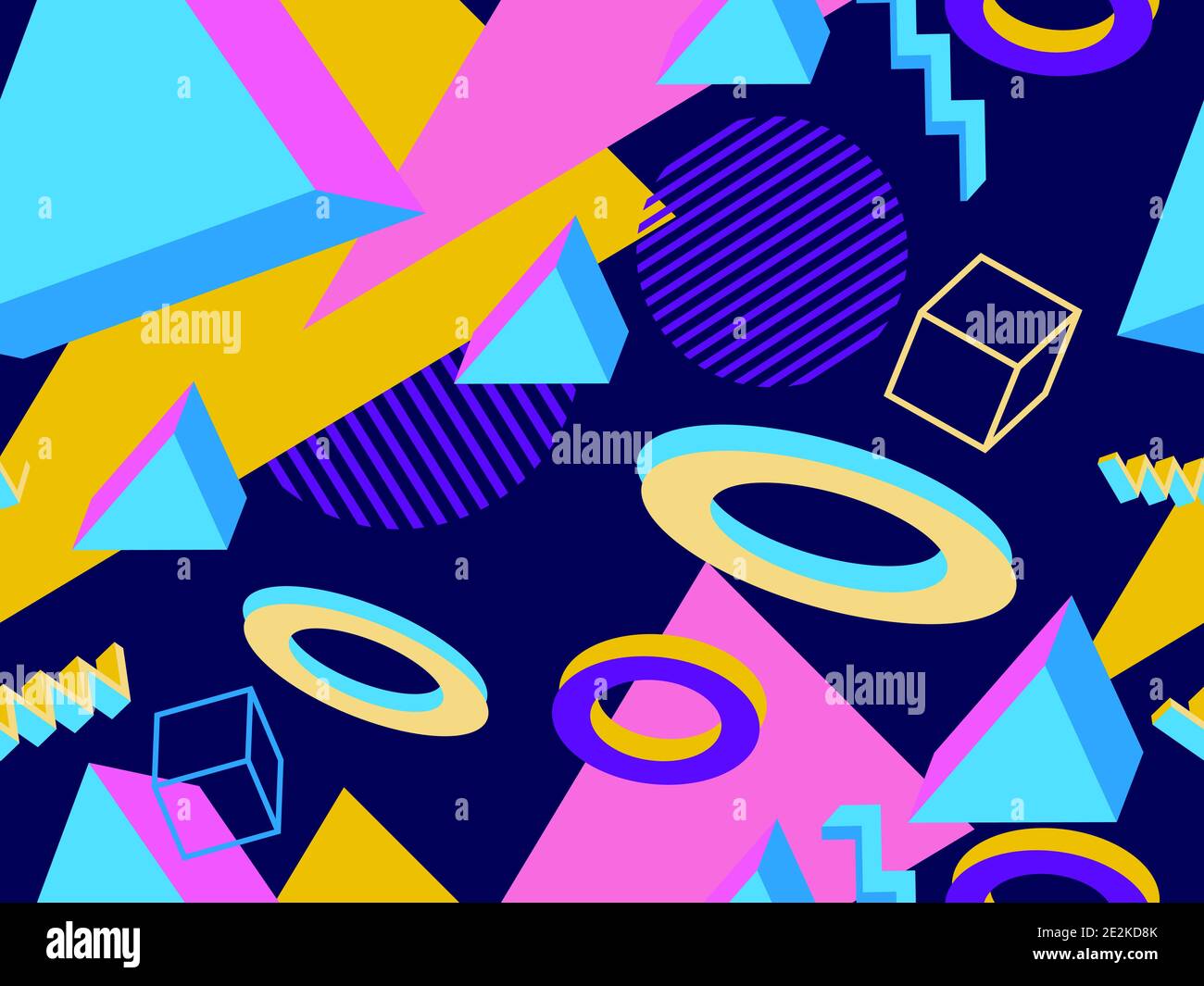 Geometric memphis seamless pattern in style of the 80s. Modern trendy ...