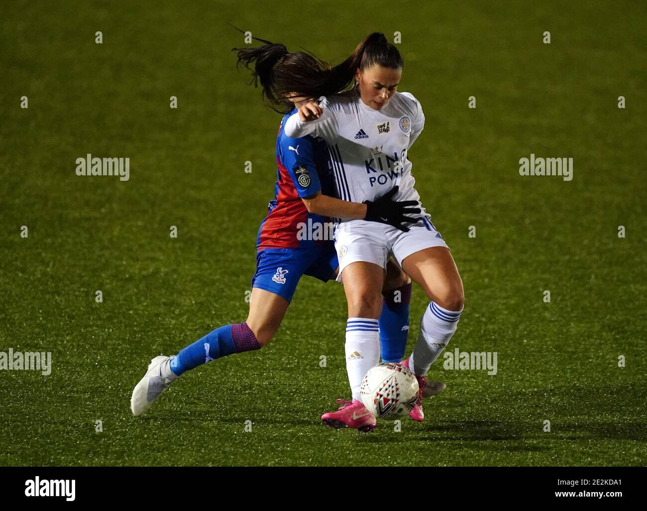 Crystal Palace's Andria Georgiou (left) and Leicester City's Freya ...