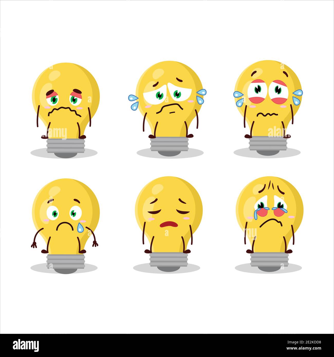 Bulb lamp cartoon character with sad expression. Vector illustration ...