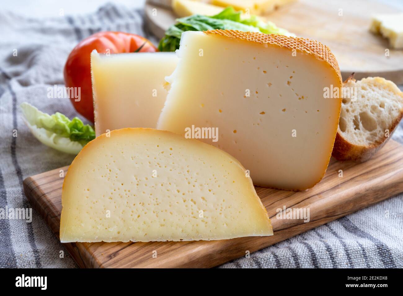 Cheese collection, French fol epi cheese with many little holes, etorki ...
