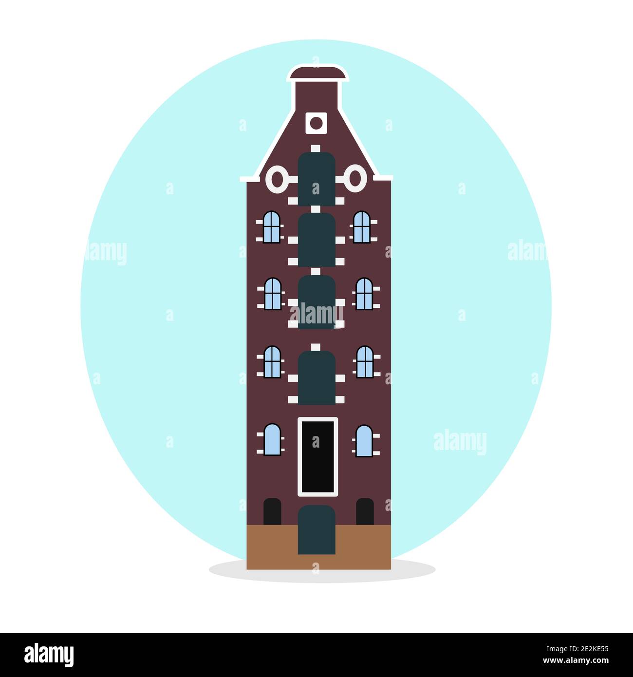 Amsterdam old house in the Dutch style. Brown with white pieces ...