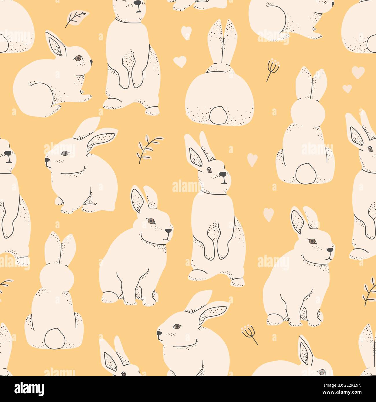 Decorative animals - hares or rabbits. Vector seamless pattern for ...