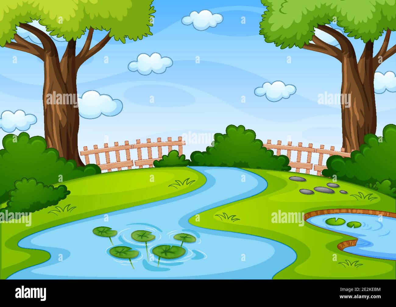 Stream in the nature park scene illustration Stock Vector Image & Art ...